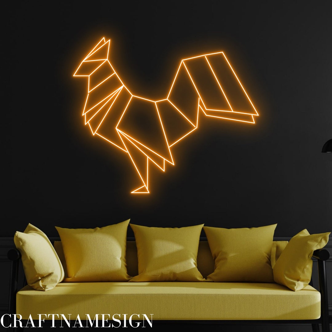 Geometric Chicken Neon Sign, Chicken Led Sign, Custom Neon Sign, Fried ...