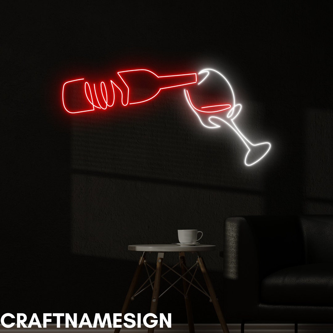 Wine Glass Led Sign, Wine Neon Sign, Custom Neon Sign, Bar Pub Wall ...