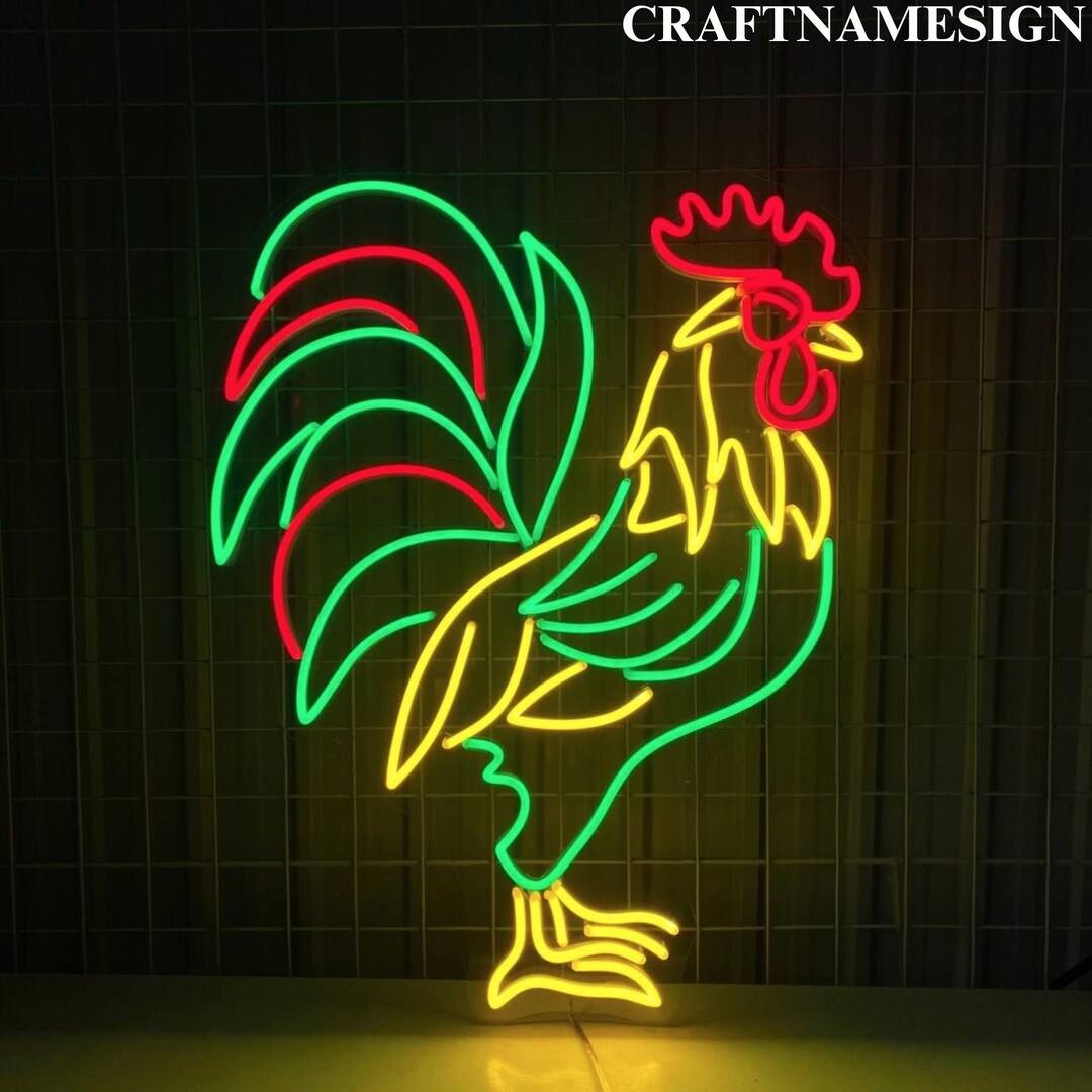 Rooster Neon Sign, Rooster Led Sign, Custom Neon Sign, Chicken Farm ...