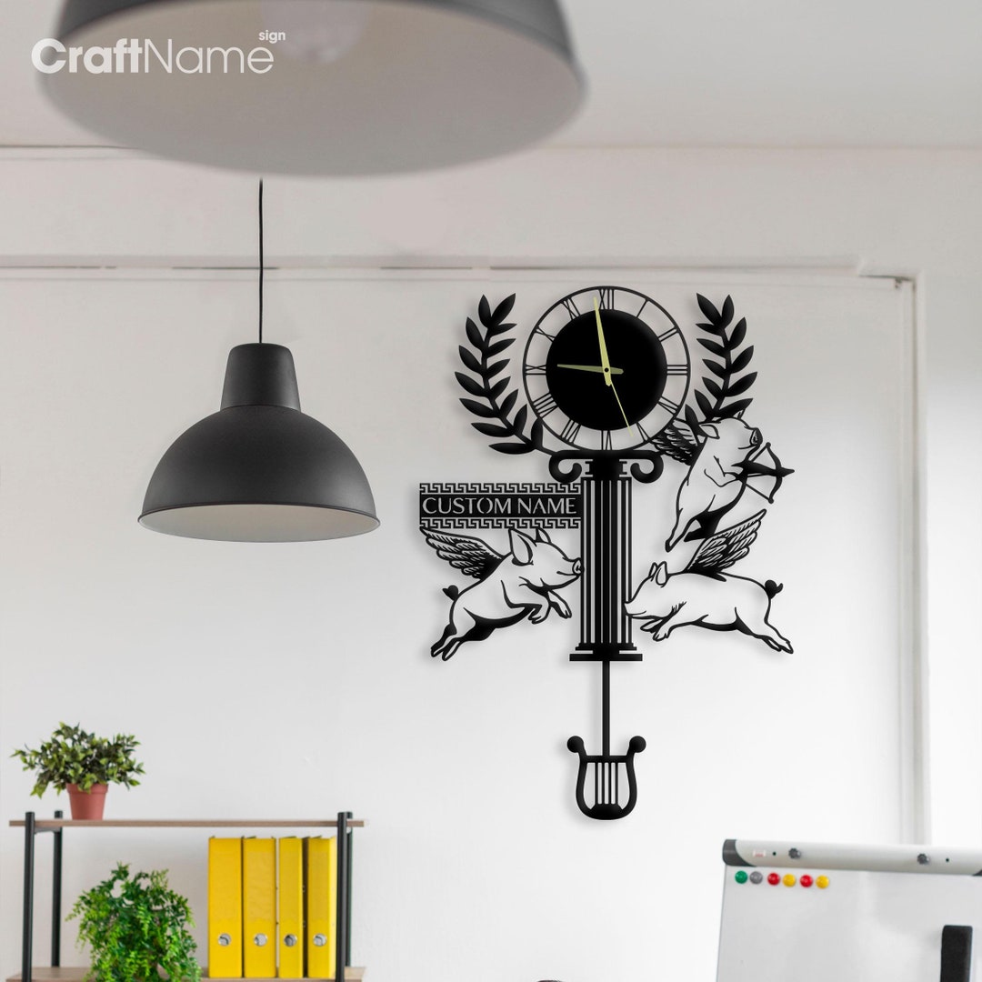 Custom Pig Modern Pendulum Acrylic Wall Clock, Unique Minimalist Design ...