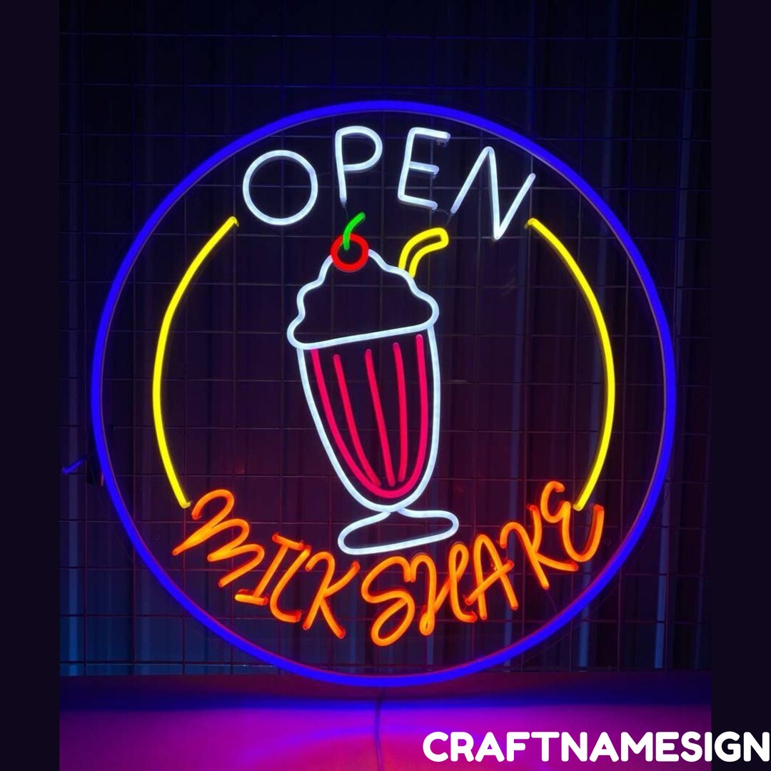 Open Milkshake Led Sign, Milkshakes Neon Sign, Custom Neon Sign ...