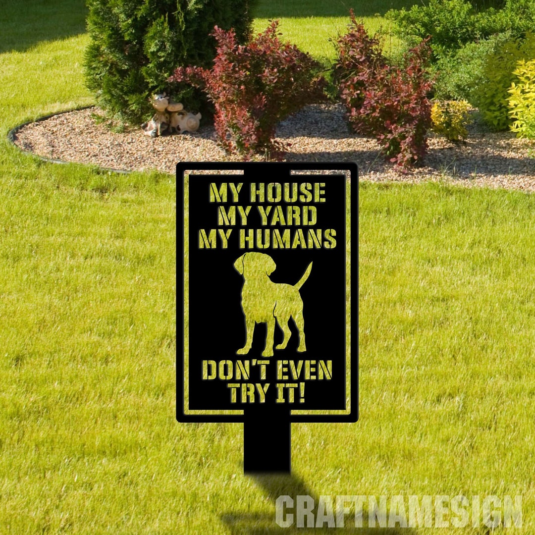 Personalized Warning Labrador Retrieve Metal Sign, Backyard Garden ...