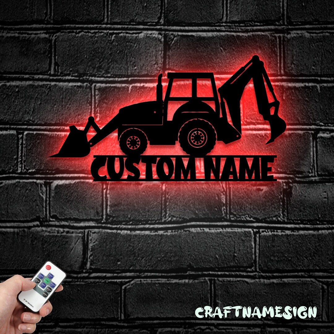 Custom Excavator Driver Metal Wall Art LED Light - Personalized ...