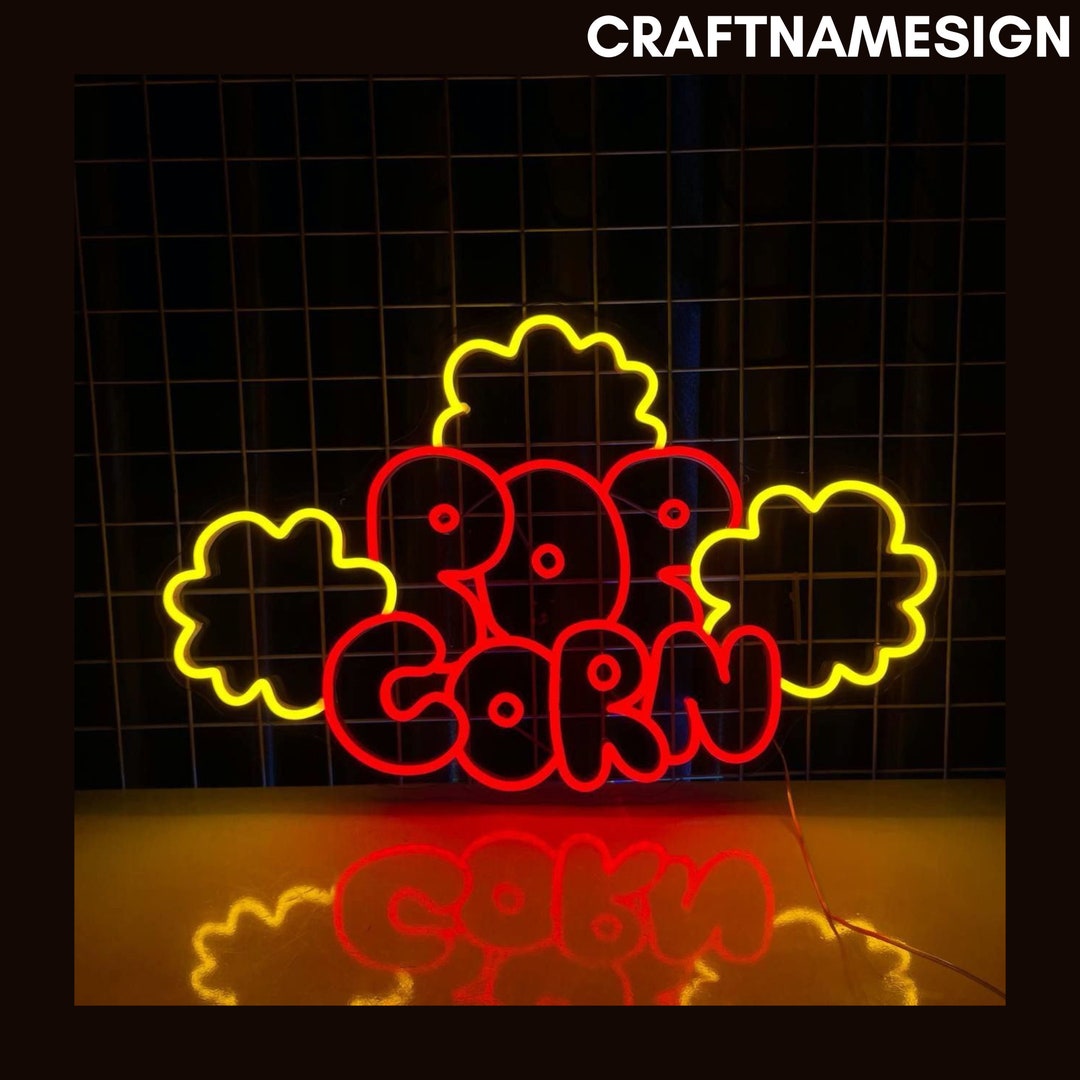 Popcorn Bar Movie Neon Sign, Popcorn Bucket Led Sign, Custom Neon Sign ...