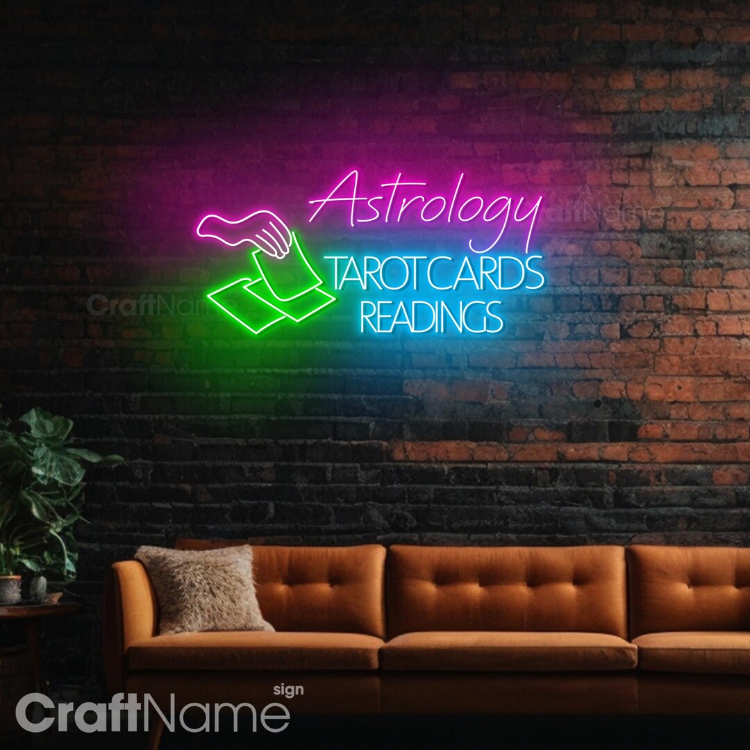 Astrology Tarot Cards Readings Neon Wall Art, Tarot Reading Shop Led ...
