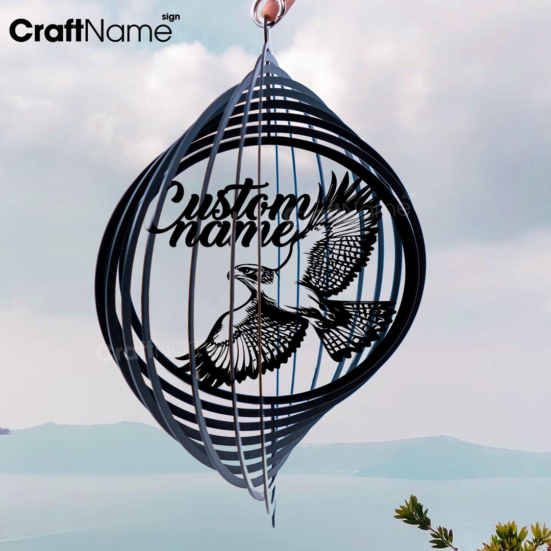 Custom Hawk Wind Spinner Metal Steel Outdoor Hanging Decor, Wind ...