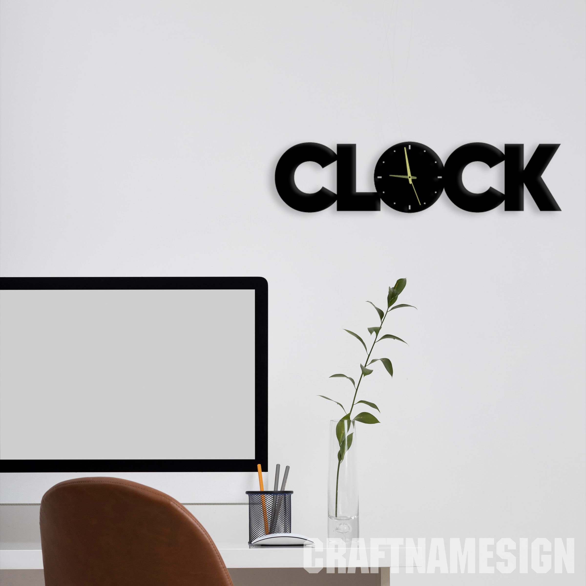 Clock Text Shape Designer Metal Wall Clock, Wall Clock Unique for Home ...