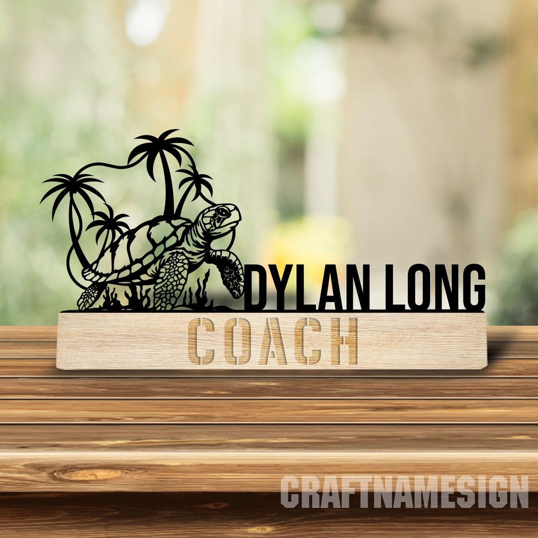 Custom Wooden Sea Turtle Desk Name Plate Turtle Lovers Metal - Etsy