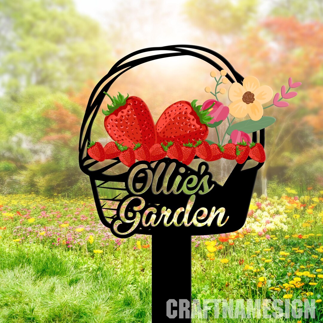 Custom Strawberry Metal Garden Stake, Backyard Stake Decor, Grandma's ...