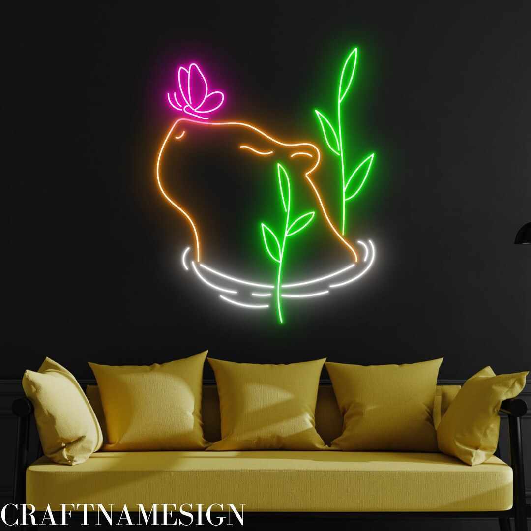 Capybara Butterfly Neon Sign, Capybara Butterfly Led Sign, Custom Neon ...