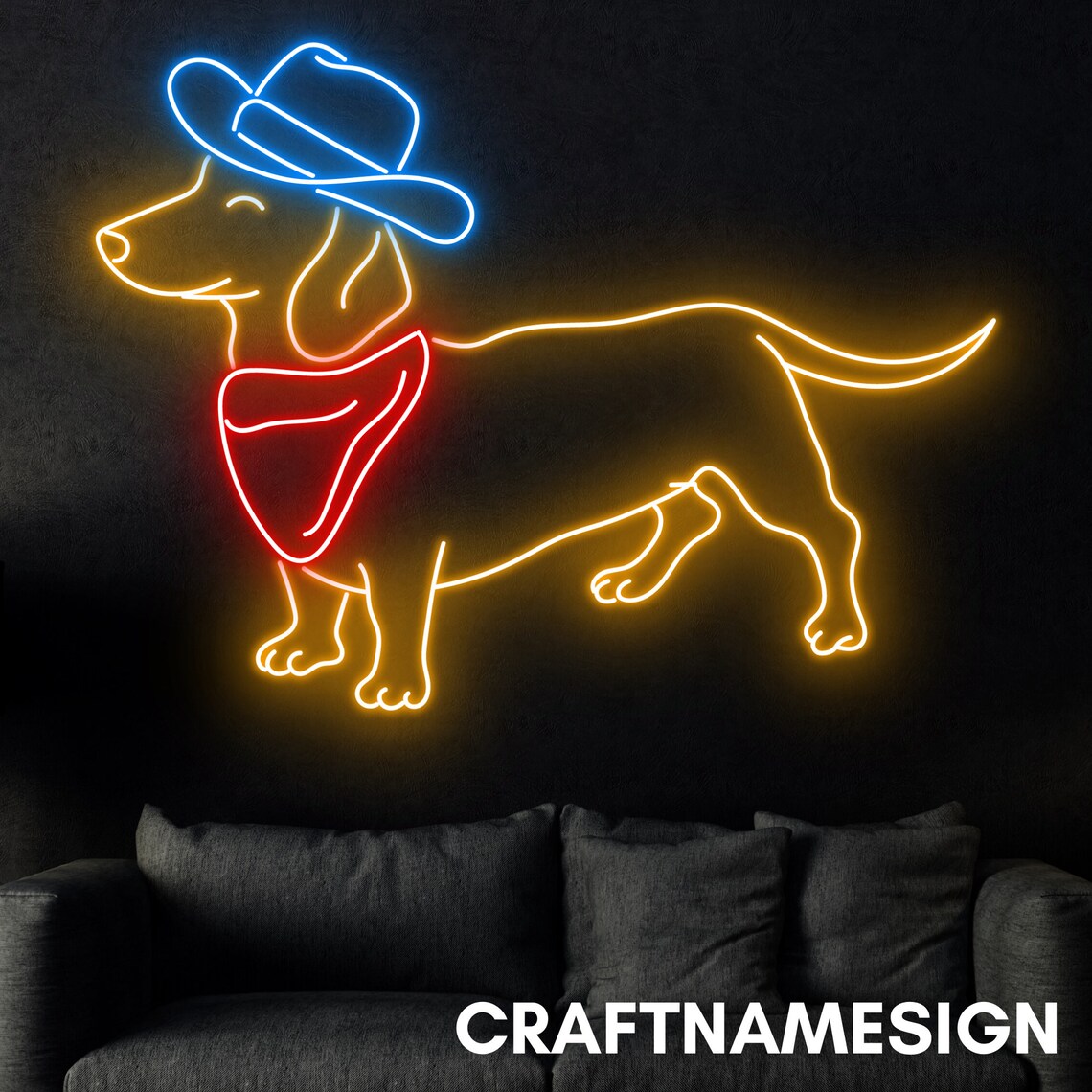 Dachshund Cowboy Neon Sign, Dachshund Led Sign, Custom Neon Sign, Pet ...