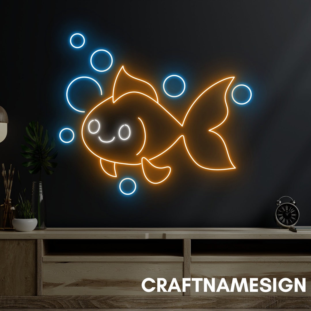 Gold Fish Neon Sign, Gold Fish Led Sign, Custom Neon Sign, Seafood ...