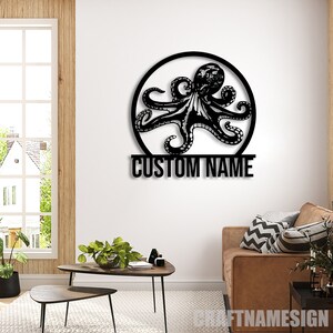 Custom Octopus Tentacles Metal Sign, Octopus Metal LED Decor ...