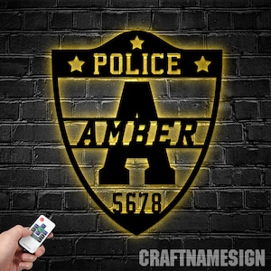 Personalized Police Force Metal Sign With LED Lights, Custom Police ...