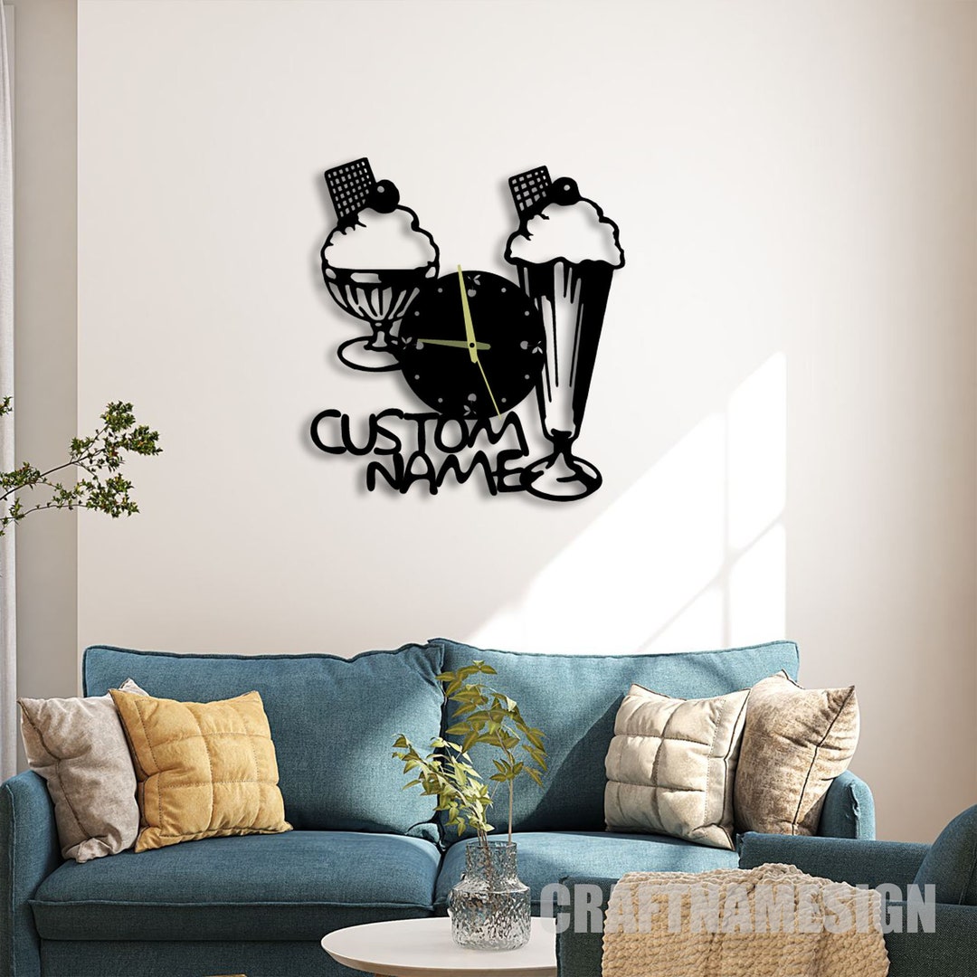 Custom Ice Cream Large Wall Clock, Vintage Decor for Ice Cream Lover ...