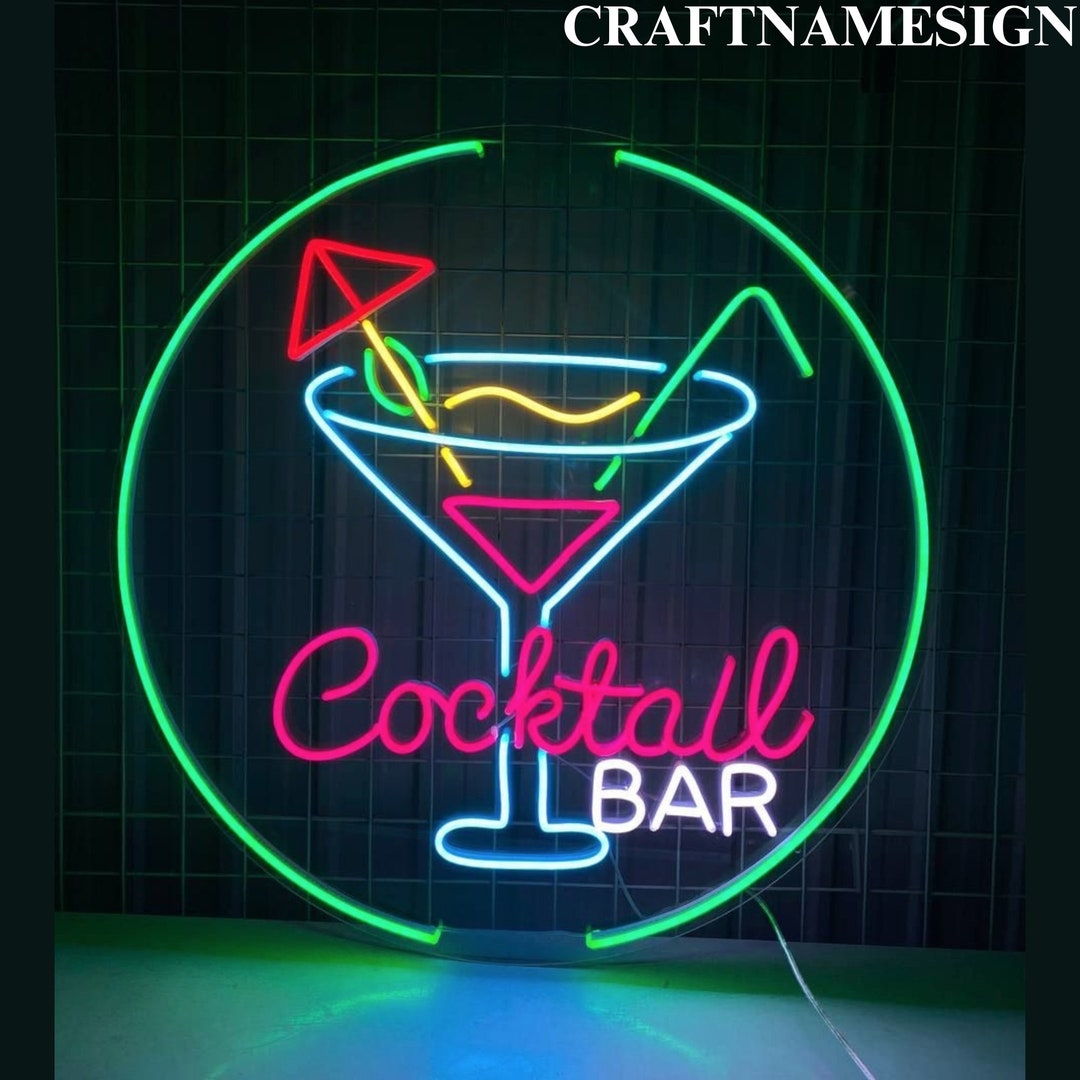 Cocktail Bar Neon Sign, Tropical Cocktail Bar Pub Wall Decor, Open ...