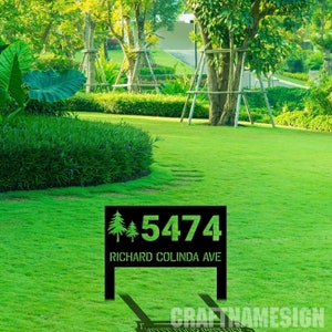 Custom Metal Adress Sign With Stakes, Home Address Sign, Metal Yard ...