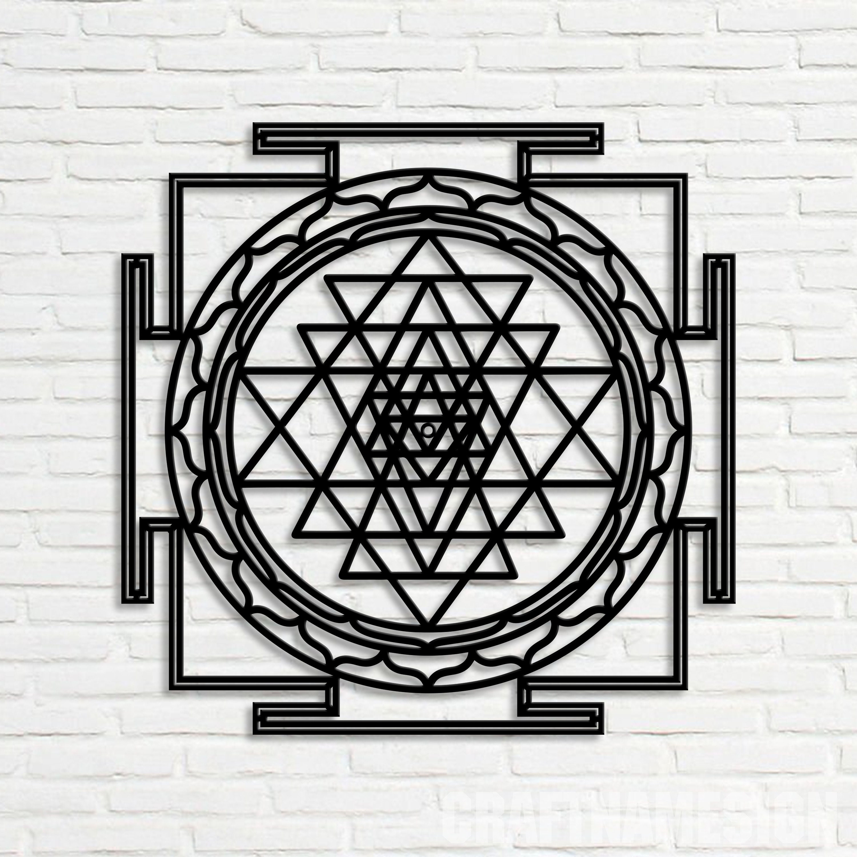Buy Sri Yantra Sacred Geometry Metal Wall Art Led Light, Metal Sign ...