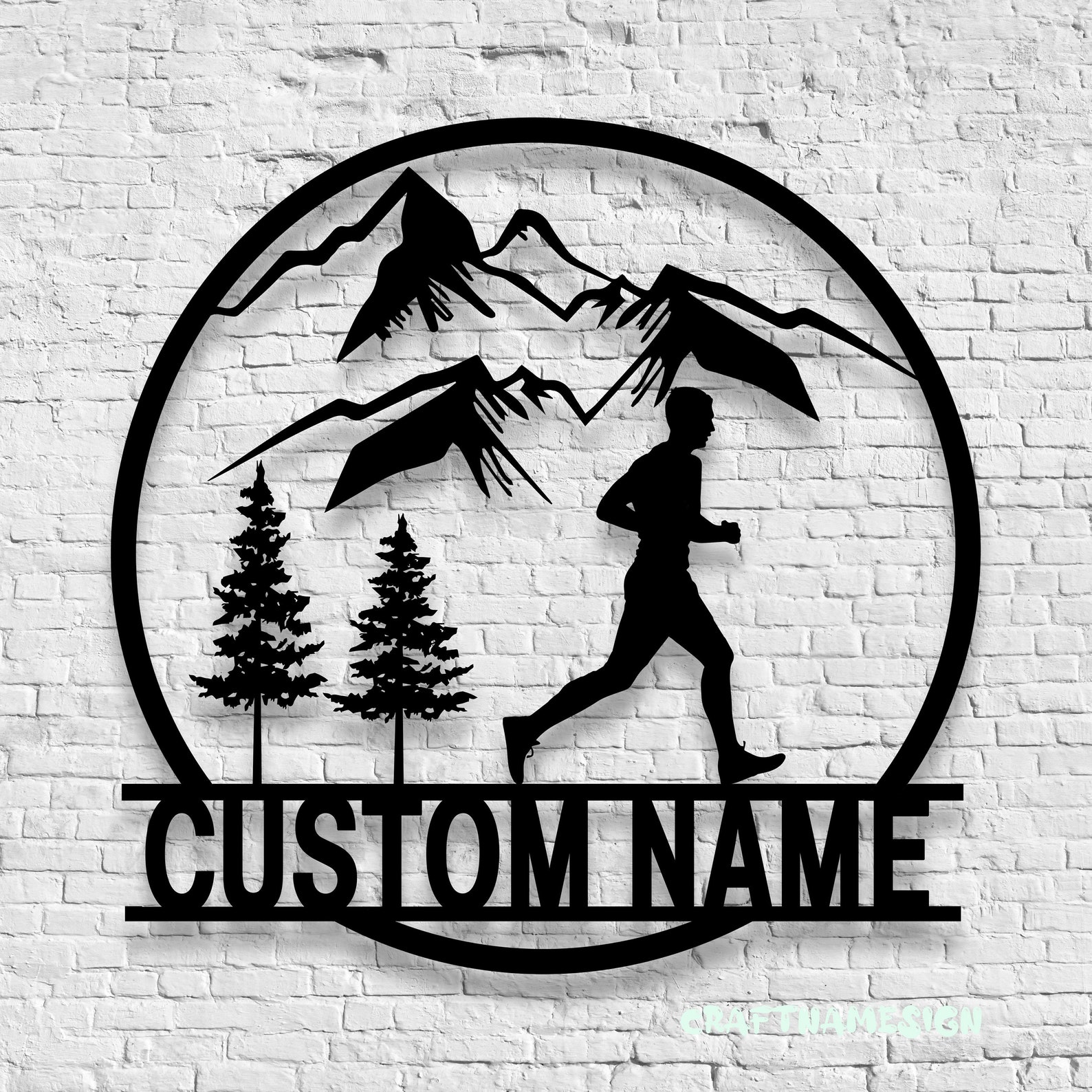 Custom Man Trail Running Metal Wall Art LED Light - Etsy