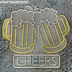 Cheers Beer Neon Sign, Beer Cheering Neon Sign, Custom Neon Sign, Home ...