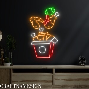 Fried Chicken Bucket Neon Sign, Fried Chicken Led Sign, Custom Neon ...