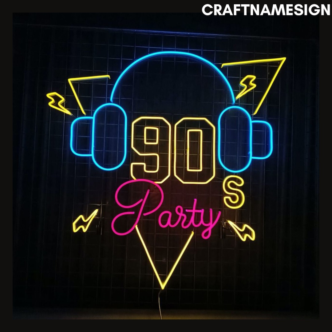 90s Party Neon Sign, 90s Party Music Led Sign, Custom Neon Sign, 90s ...