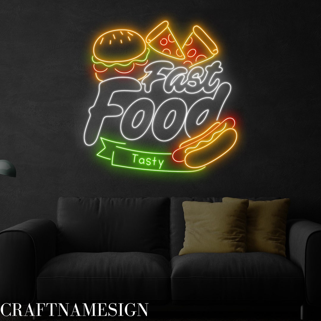 Fast Food Neon Sign, Burger Pizza Hot Dog Led Sign, Custom Neon Sign ...