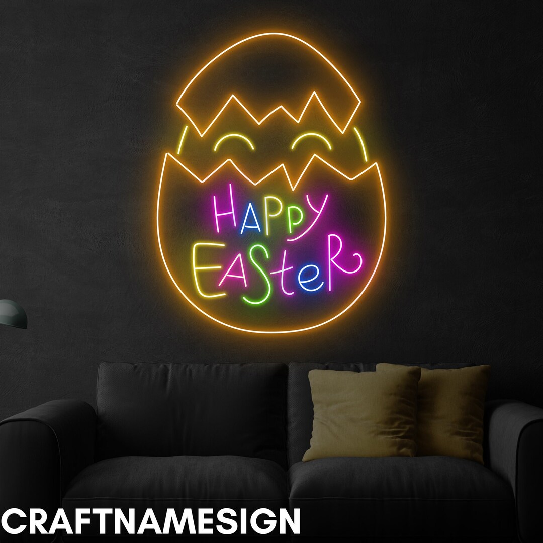 Easter Chicken Egg Neon Sign, Happy Easter Chicken Egg Day Led Sign ...