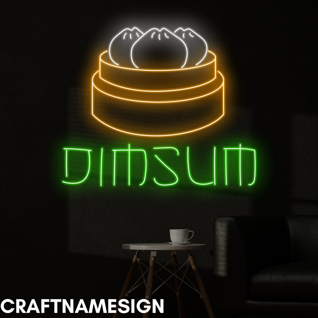 Dimsum Led Sign, Dimsum Neon Sign, Custom Neon Sign, Dumpling Restaurant Wall Decor, Chinese ...