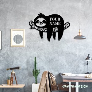 Custom Cute Sloth Metal Wall Art LED Light - Personalized Funny Lazy ...