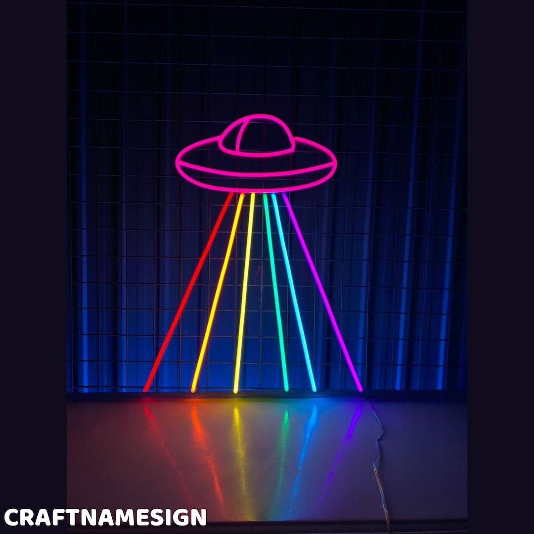 Rainbow UFO Neon Sign, Space UFO Led Sign, Custom Neon Sign, Spaceship ...