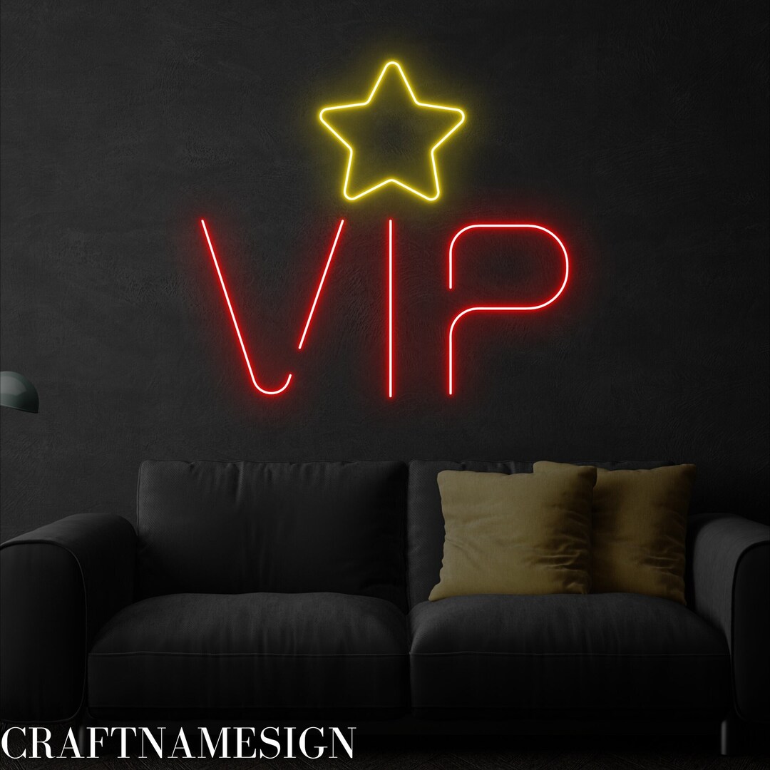 VIP Star Neon Sign, VIP Room Led Sign, Custom Neon Sign, Restaurant ...