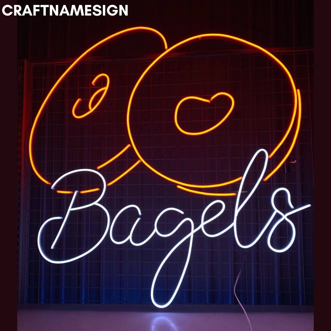 Bagels Neon Sign, Grand Opening Bagel Shop Led Sign, Custom Neon Sign ...