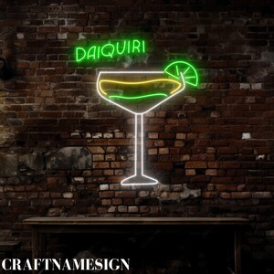 Open Daiquiri Neon Sign, Cuban Daiquiri Cocktails Led Sign, Custom Neon ...