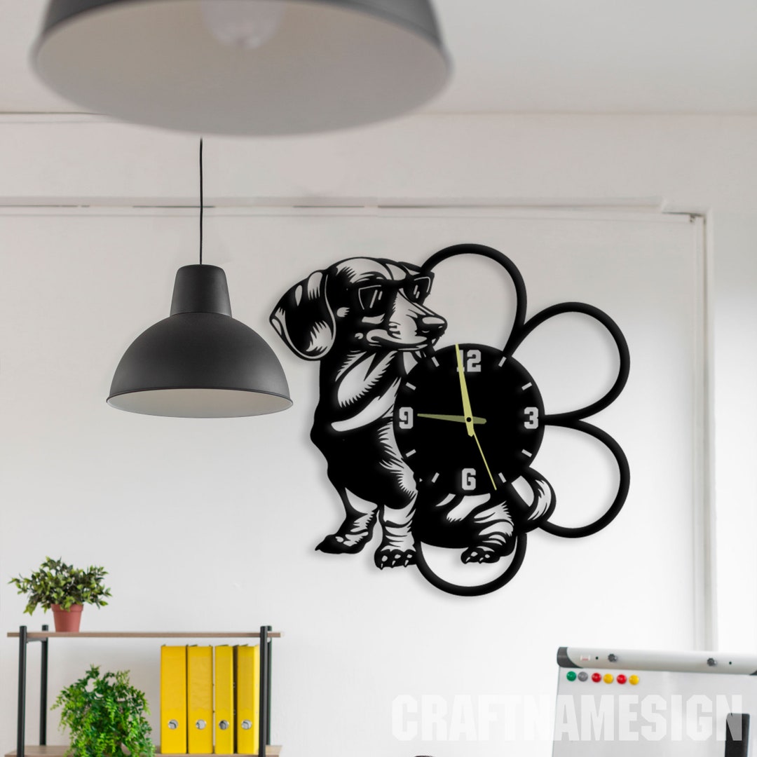 Dachshund Dog Design Wall Clock, Wall Clock Unique for Home Decor and ...