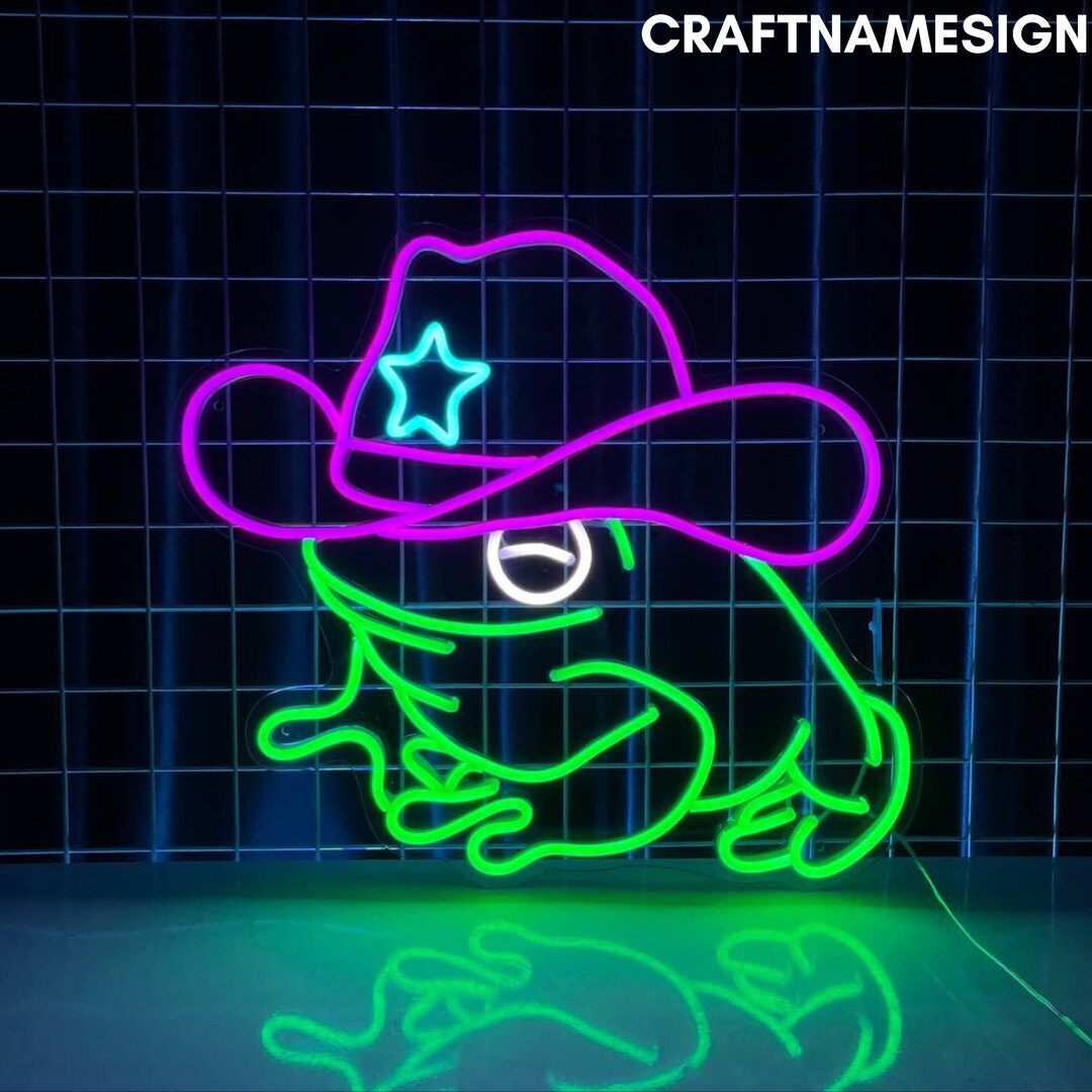 Cowboy Frog Neon Sign, Western Cowboy Frog Led Sign, Custom Neon Sign ...