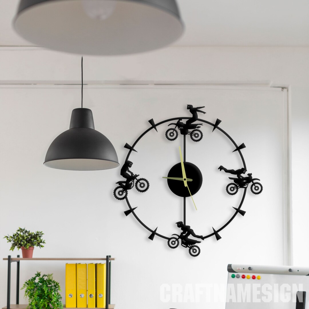 Bike DIY Metal Wall Clock Decoration, Wall Clock Unique for Home Decor ...
