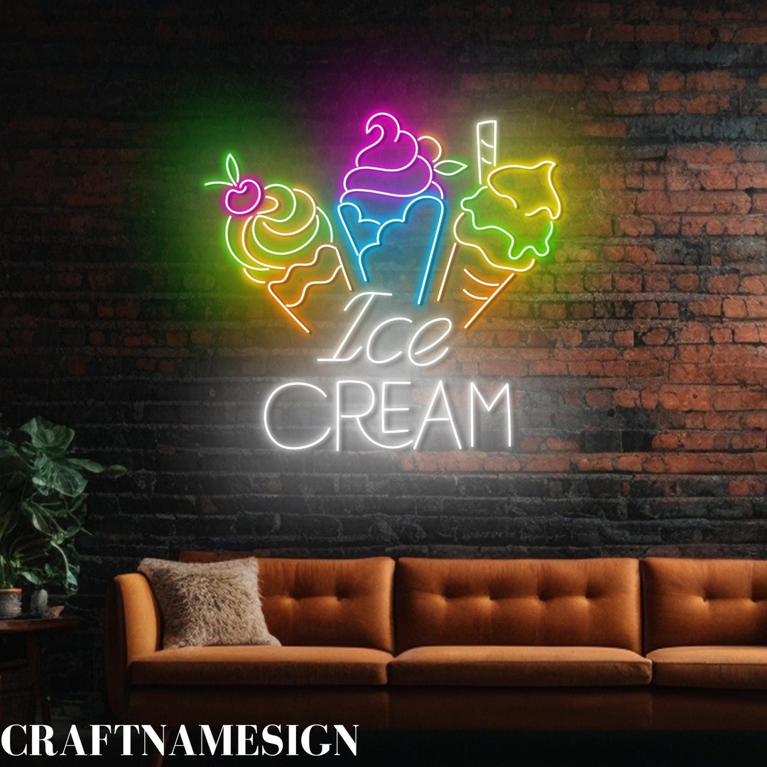 Colorful Ice Cream Led Sign, Ice Cream Dessert Neon Sign, Custom Neon ...