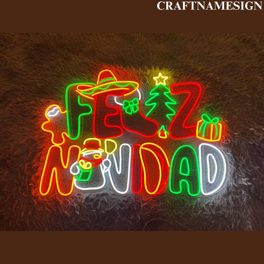 Feliz Navidad Neon Sign, Christmas Feliz Navidad Led Sign, Custom Neon ...