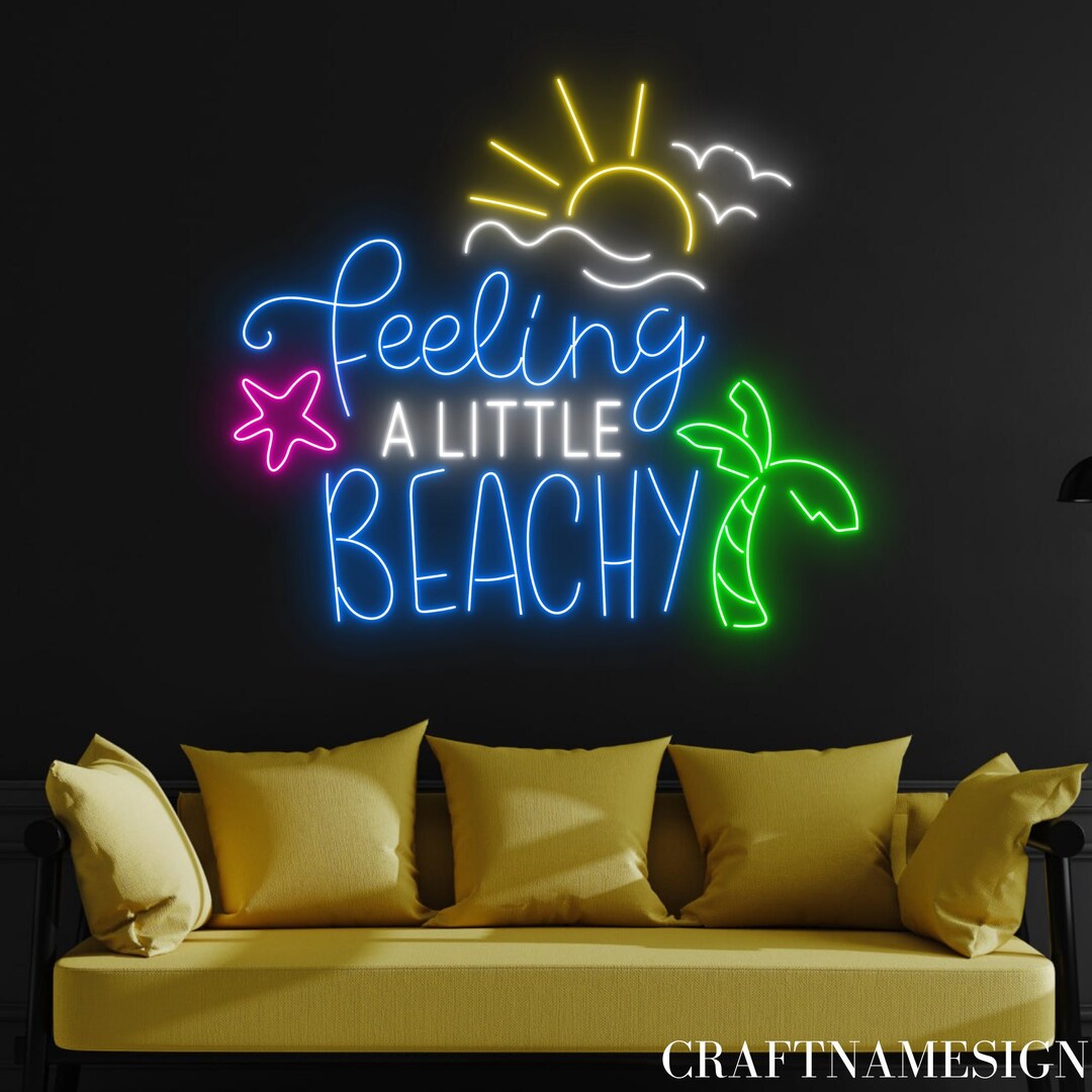 Feeling A Little Beachy Neon Sign, Beach Summer Palm Tree Led Sign ...
