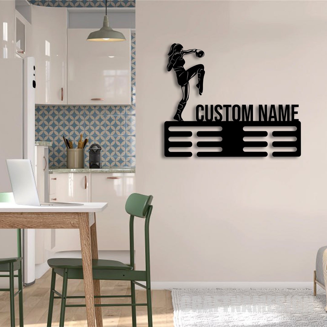 Custom Metal Girl Kickboxing Lover Medal Hanger Led Light, Kickboxing ...