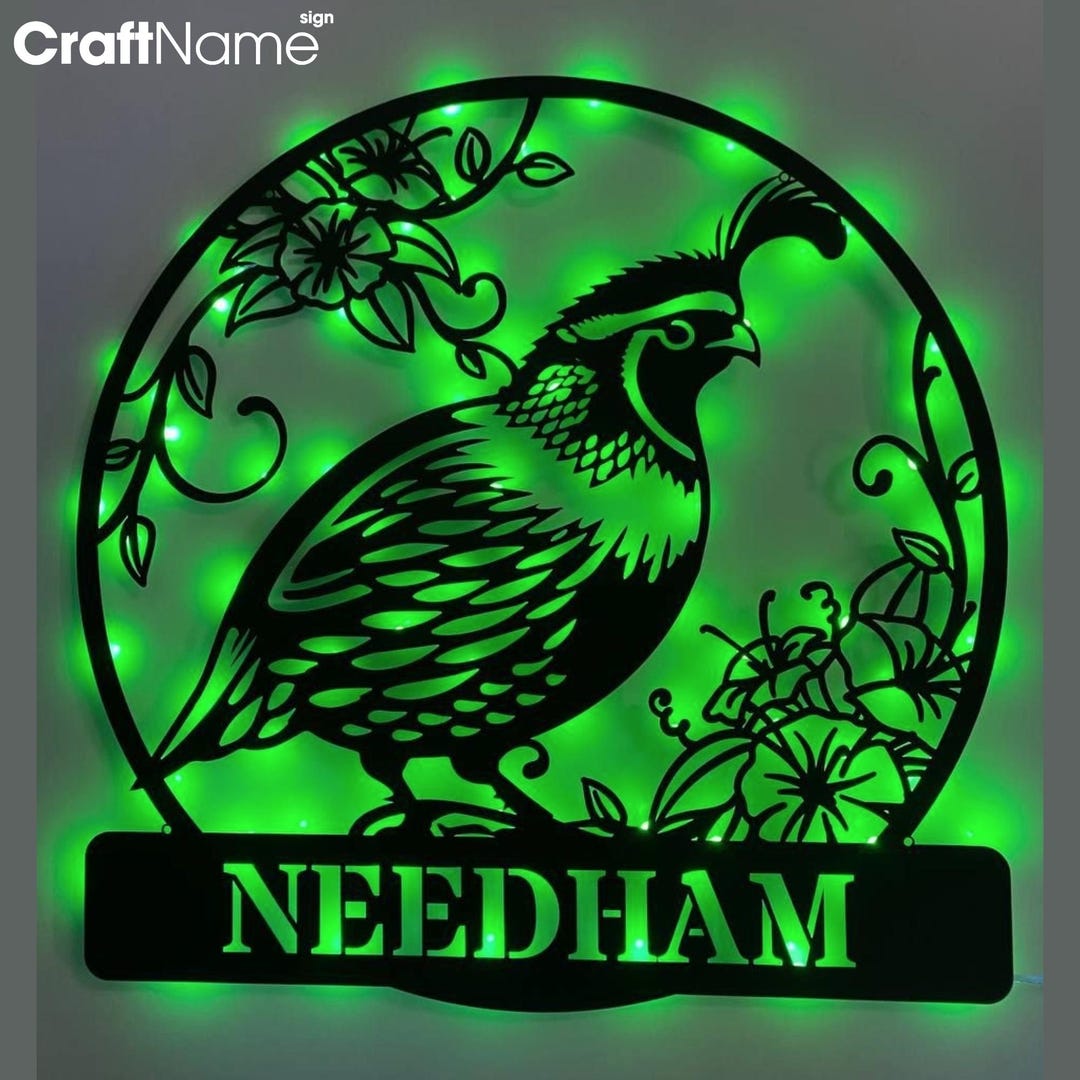 Personalized Bobwhite Quail Bird Metal Wall Art Led Light, Custom Metal ...