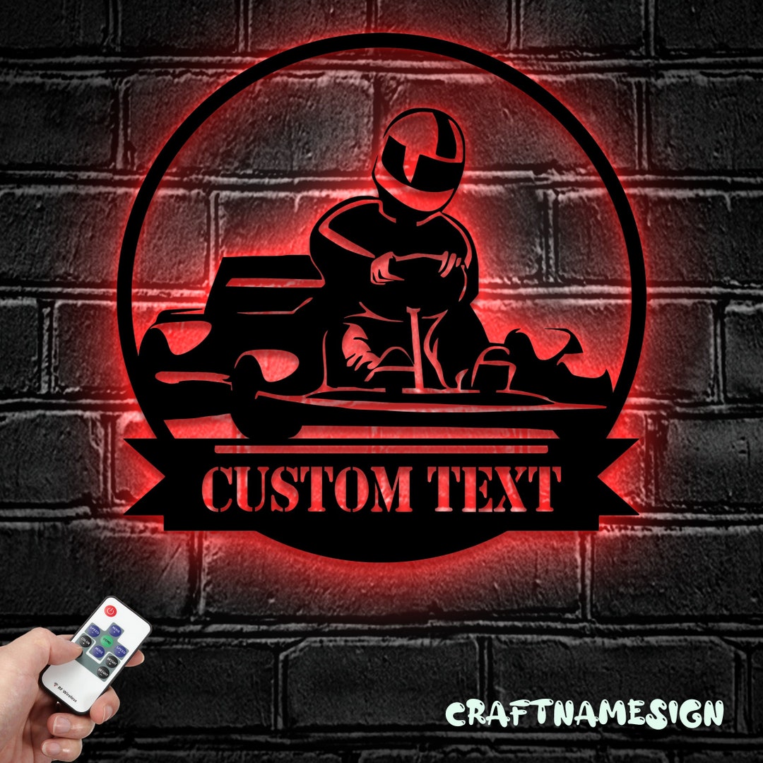 Custom Racing Flag Go Kart Racing Metal Wall Art LED Lights - Etsy