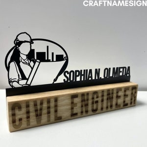 Custom Wooden Female Civil Engineer Desk Name Plate, Engineer Metal ...