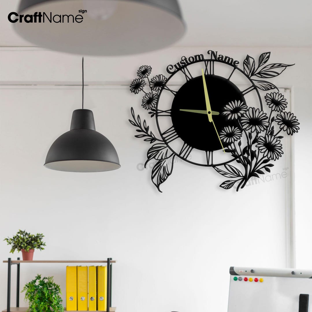 Custom Daisy Metal Wall Clock, Modern Metal Flower Clock, Unique Indoor ...