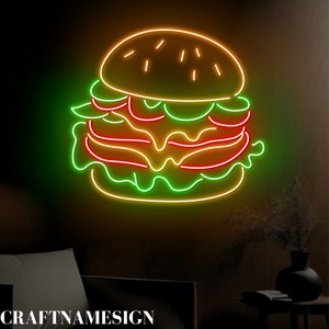 Burger Neon Light for Fast Food Restaurant Decoration, Burger Led Sign ...