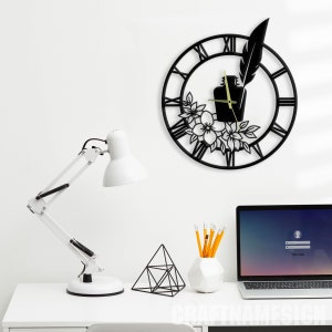 Author Metal Large Clock for Wall Decor, Wall Clock Unique for Home ...