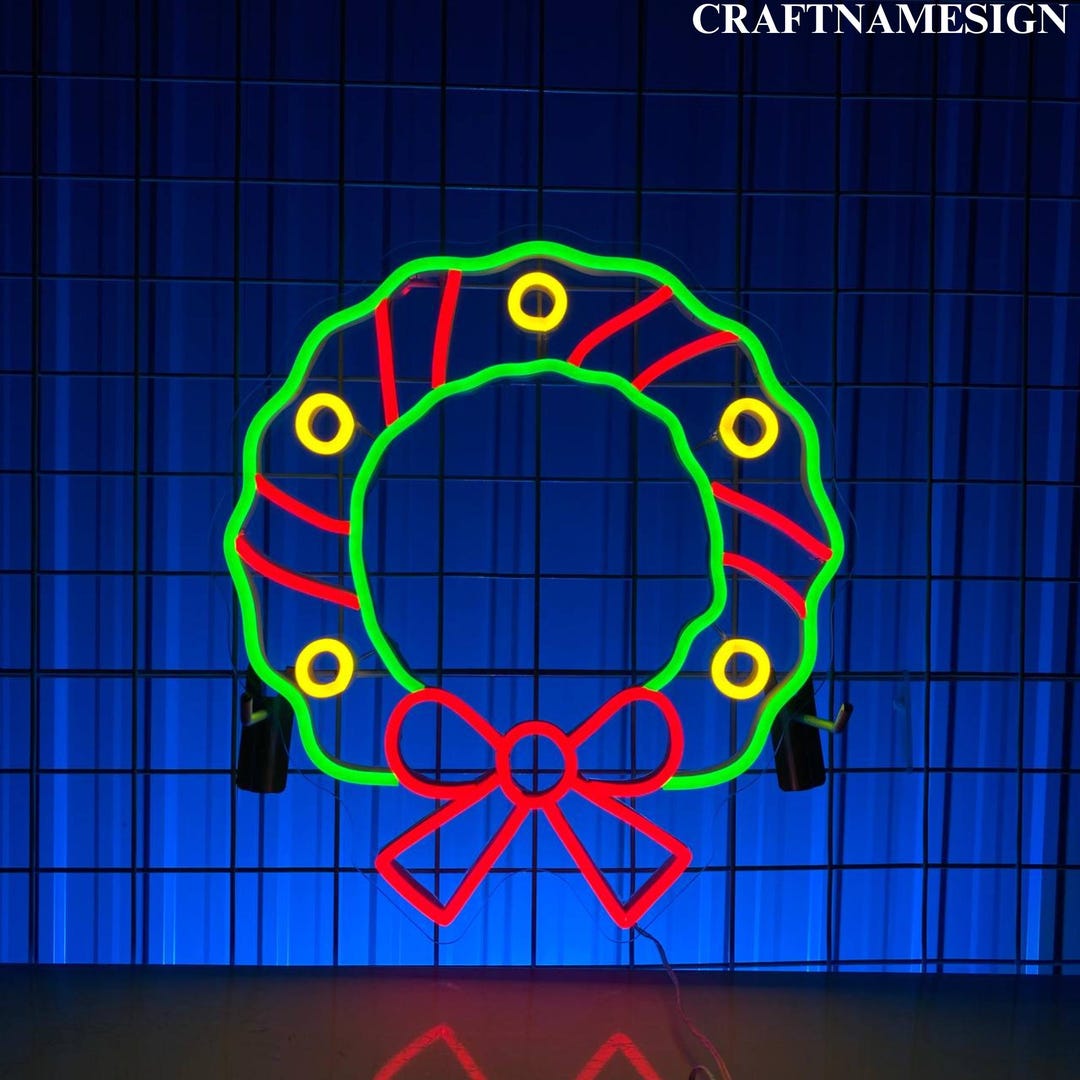 Christmas Wreath Neon Sign, Christmas Wreath Led Sign, Custom Neon Sign ...