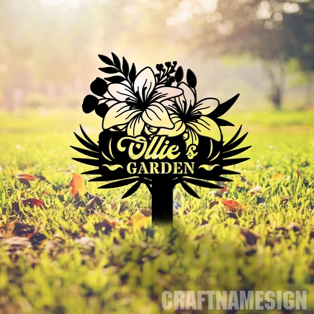 Custom Lilies Flower Garden Metal Stake, Lily Flower Metal Garden Sign ...