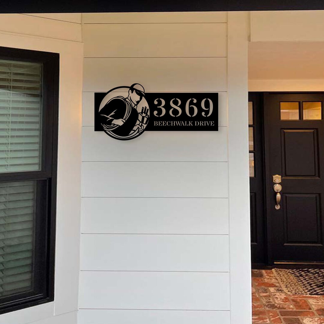 Personalized Electrician Electrical Engineer Metal Address Sign, House ...
